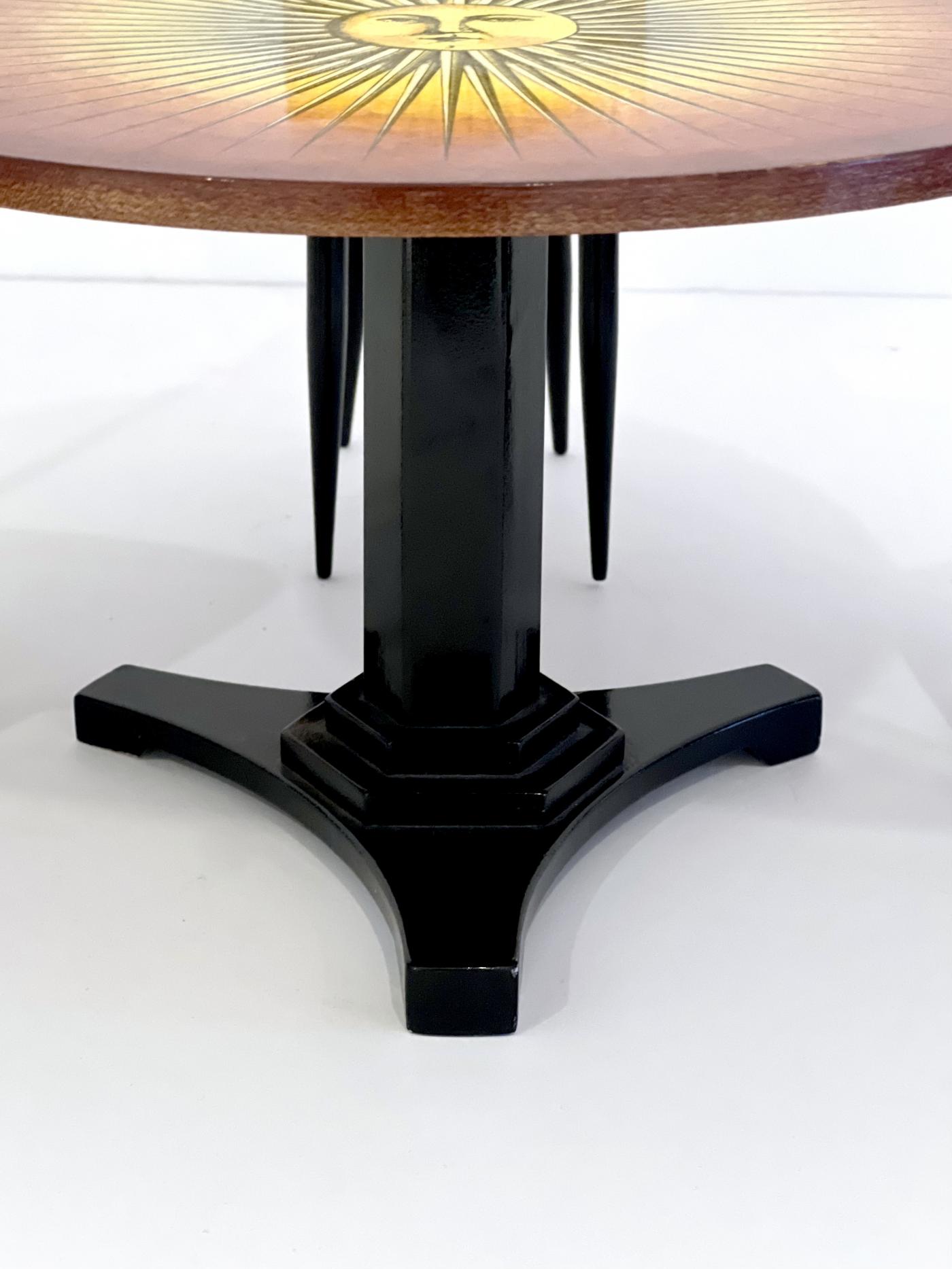 Piero Fornasetti - Miniature Prototype "Sole" Table & Chairs Set by ...