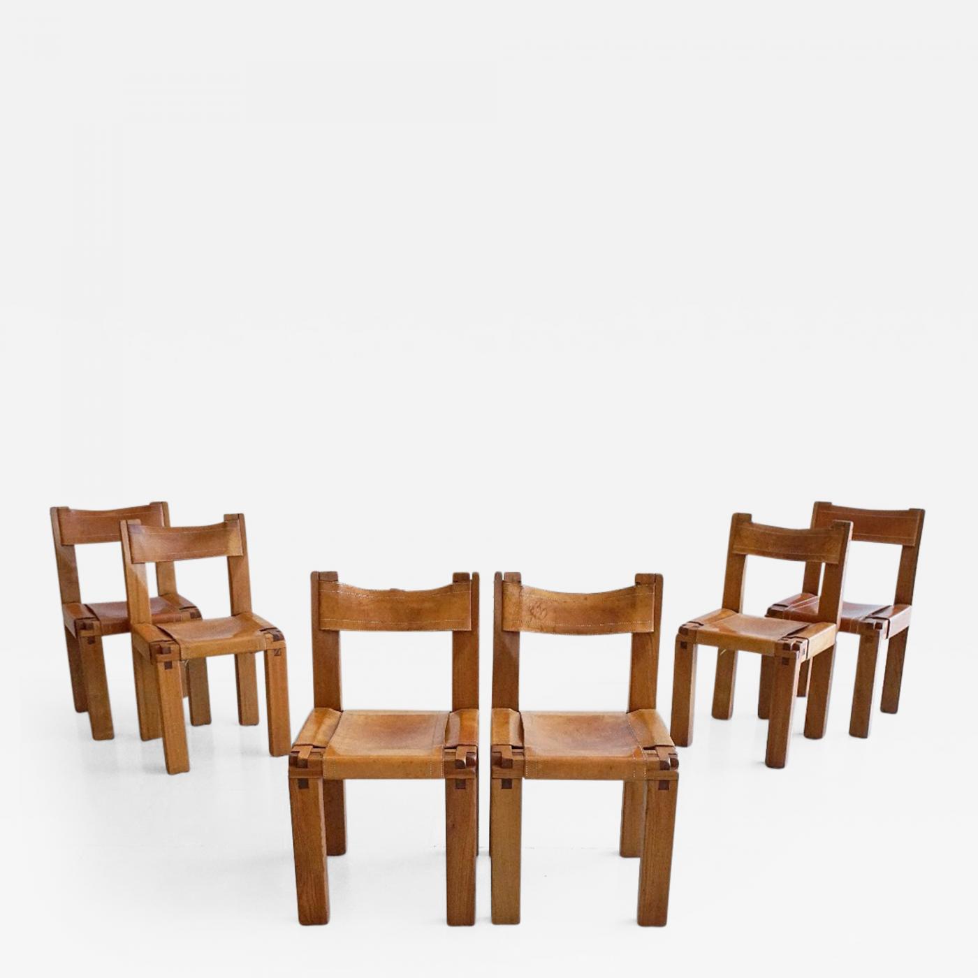 Pierre Chapo - Set of Six Dining Chairs by Pierre Chapo