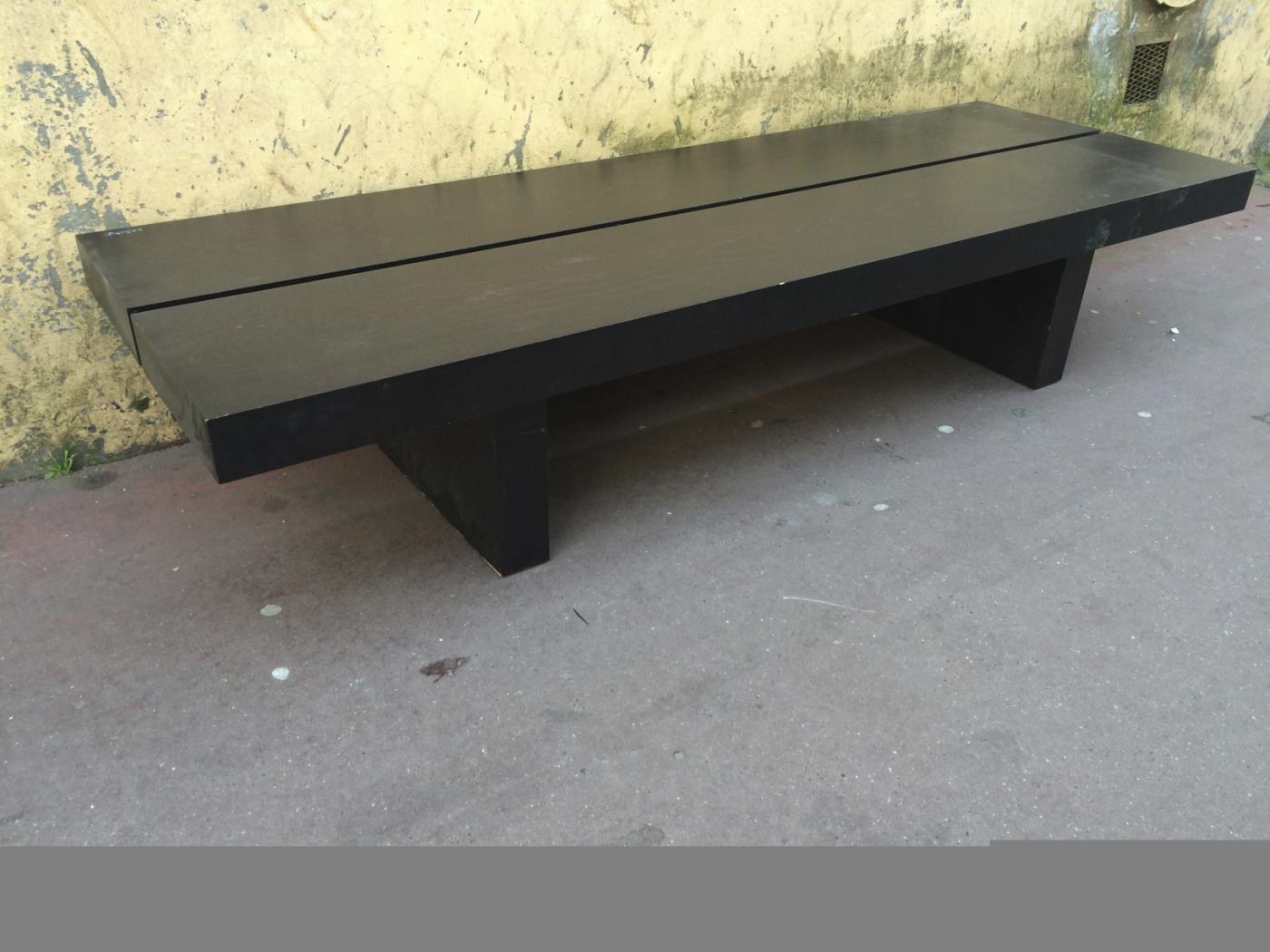 Pierre Chapo - Style Chapo Long Black Bench or Coffee Table