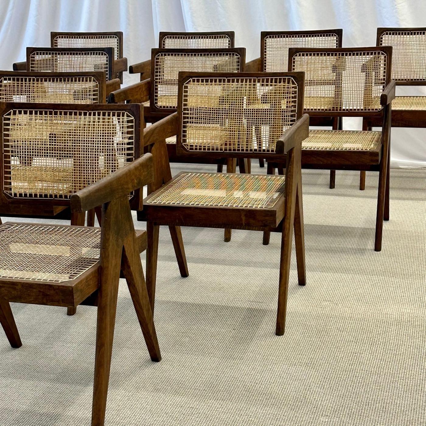 Pierre Jeanneret - 10 Pierre Jeanneret Dining, Arm Chairs, French Mid ...
