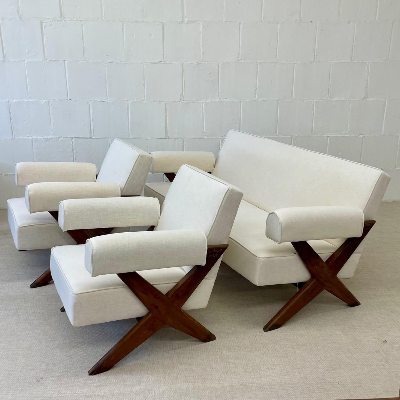 Pierre Jeanneret - Pair of Pierre Jeanneret X-Leg Upholstered Lounge ...