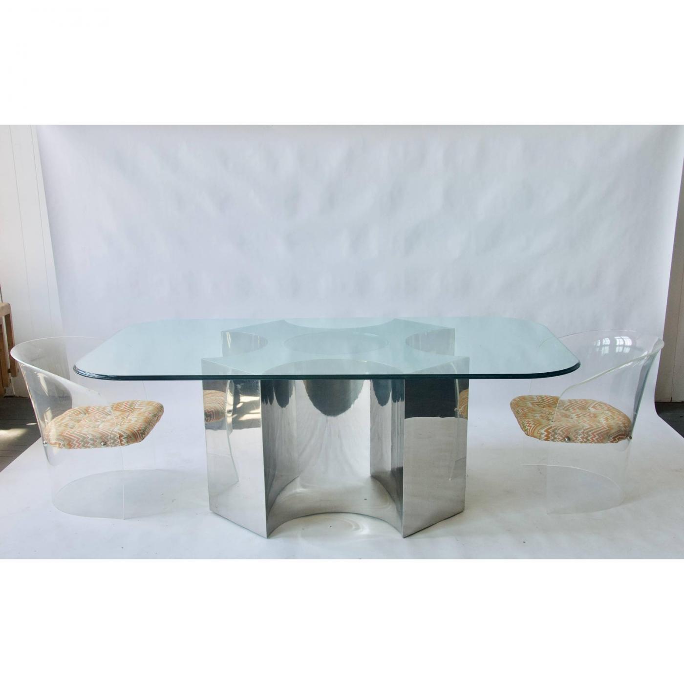 Polished Steel Dining Table