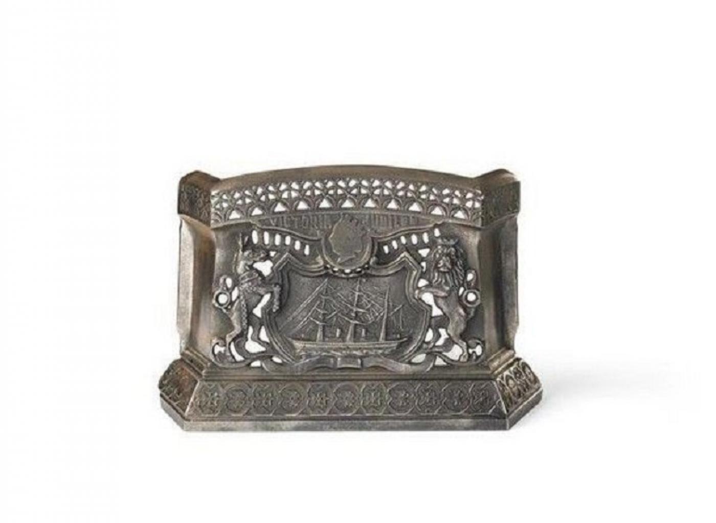 Polished steel Queen Victoria's fleet review fire grate