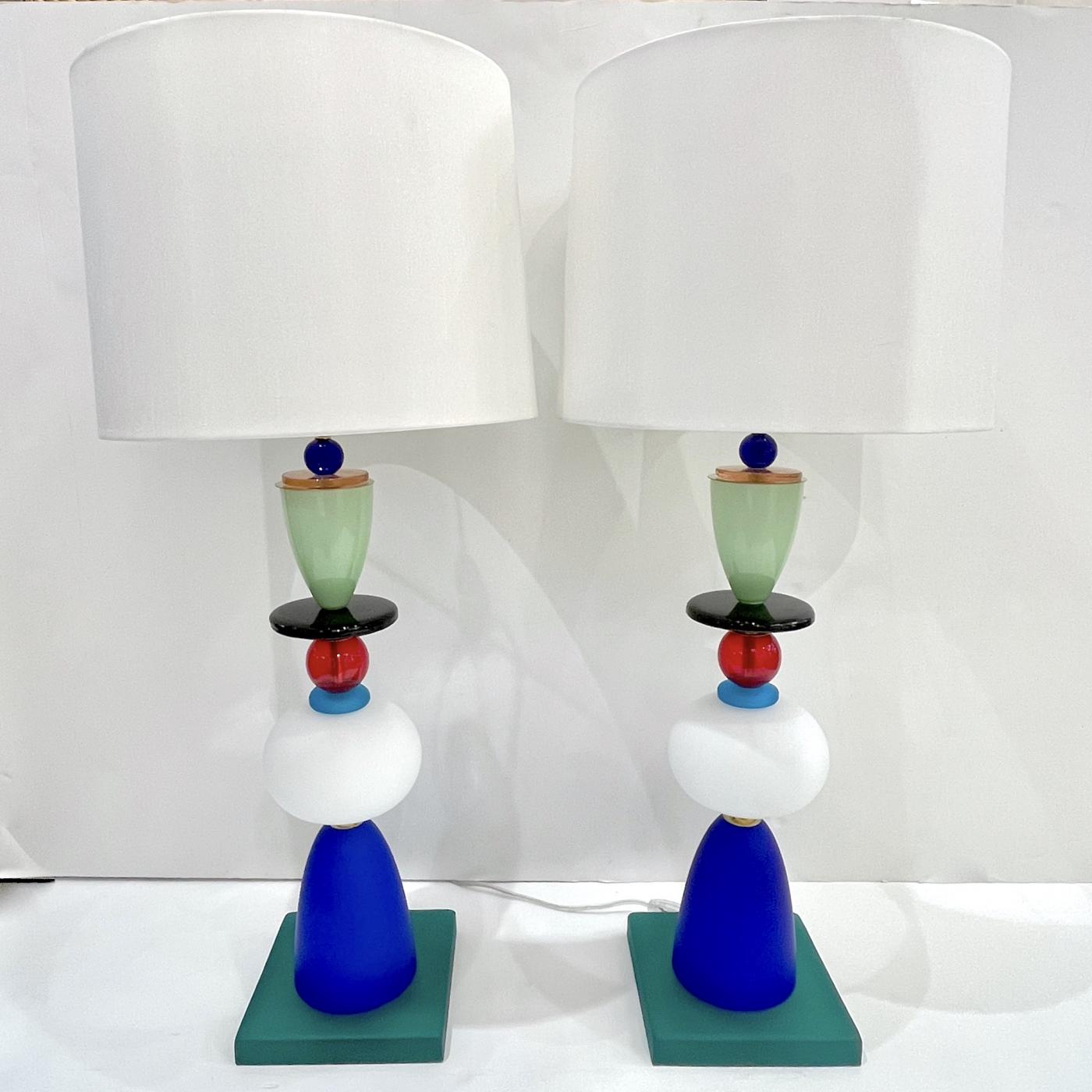 Postmodern Italian Memphis Design Green Blue White Red Black Murano ...