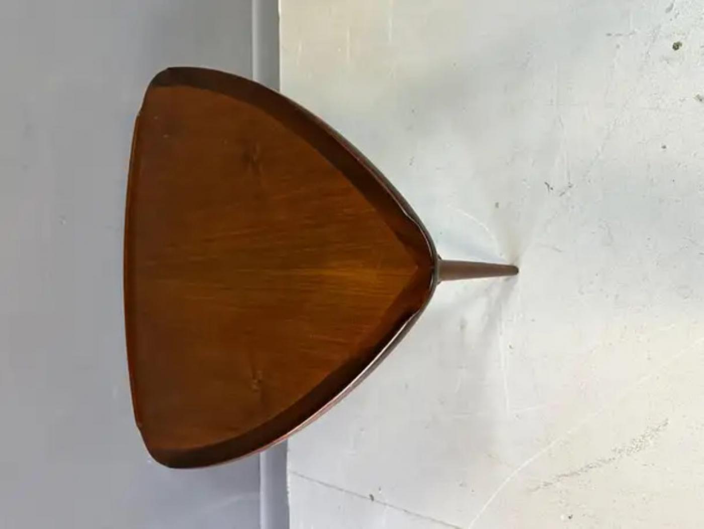 Poul Jensen - Danish Modern Walnut and Cane Selig Occasional Triangle End Table by Poul Jensen