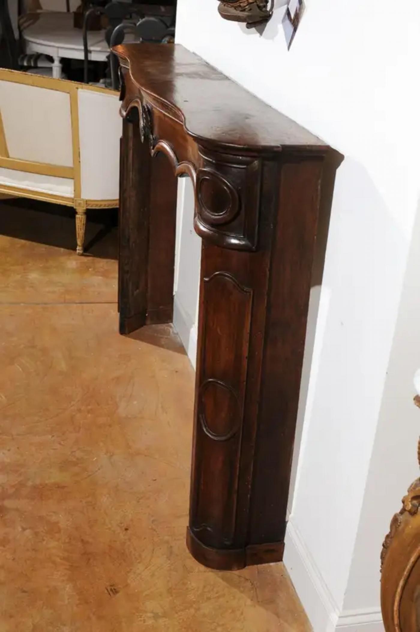 Provençal Louis XV Period 18th Century Walnut Fireplace Mantel with ...