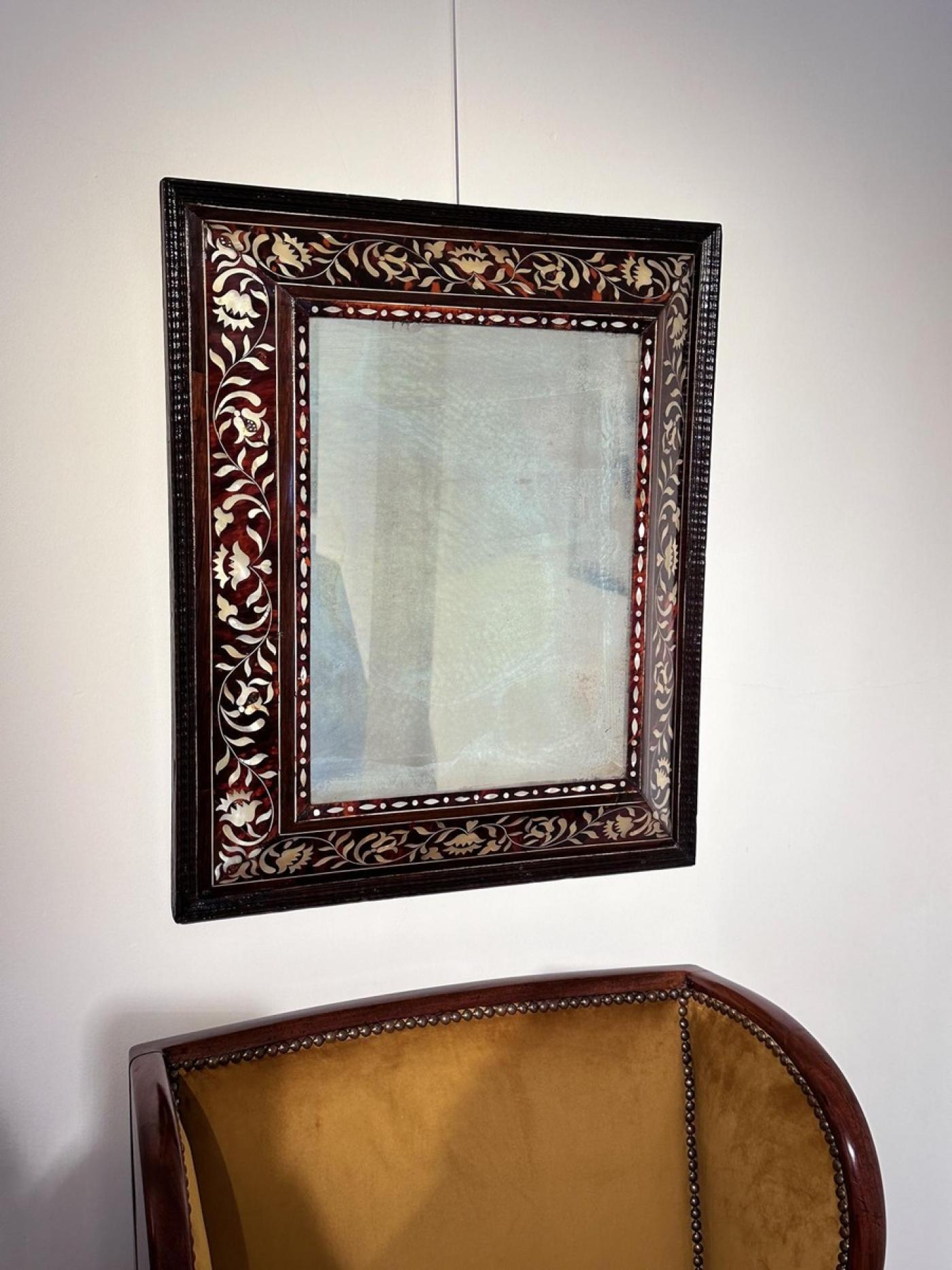 RARE PAIR OF SPANISH COLONIAL 18TH CENTURY TORTOISESHELL ENCONCHADO MIRRORS