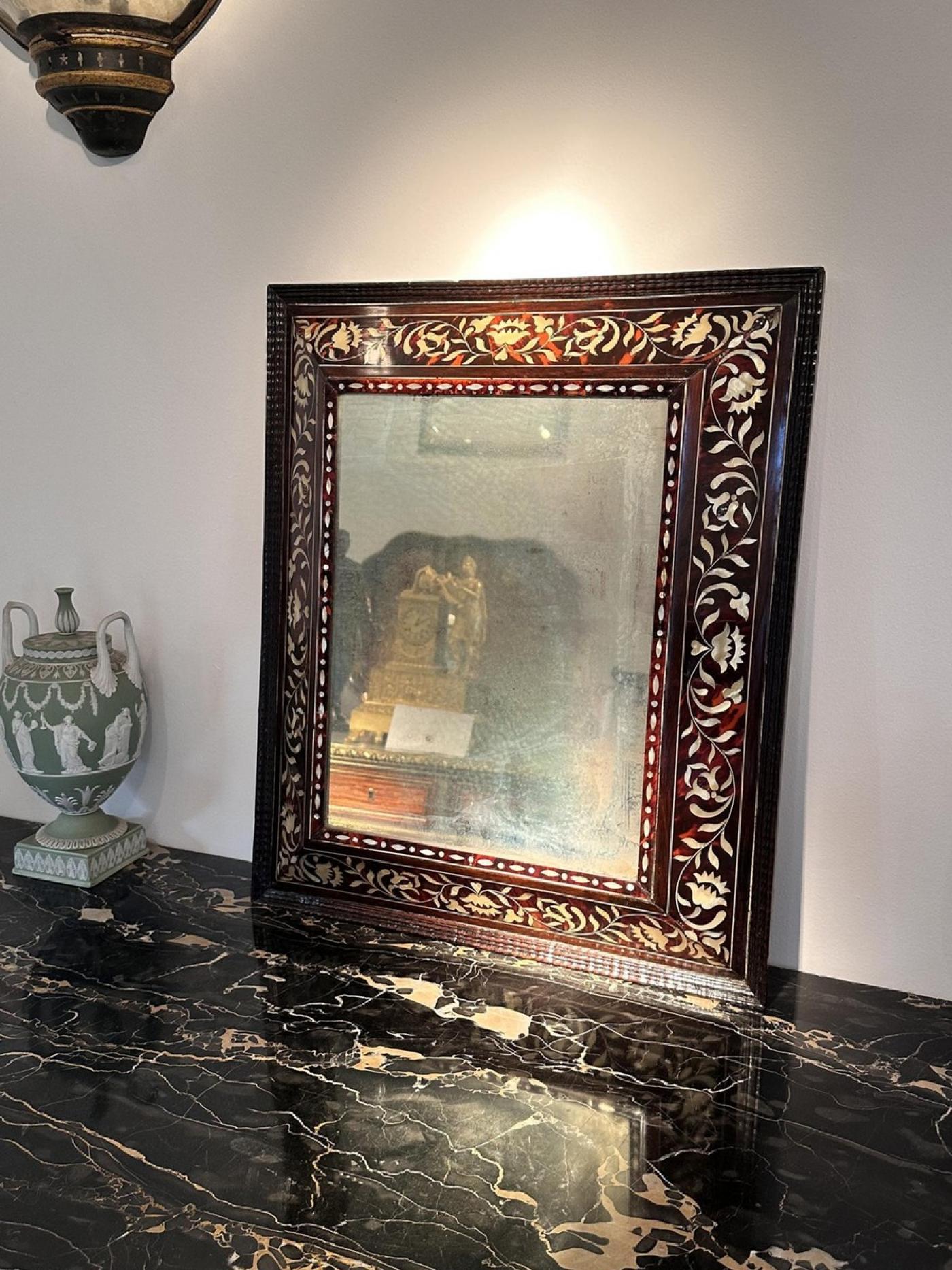 RARE PAIR OF SPANISH COLONIAL 18TH CENTURY TORTOISESHELL ENCONCHADO MIRRORS