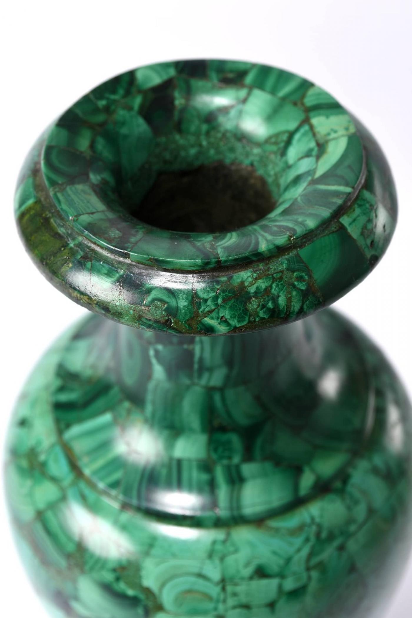 RUSSIAN MALACHITE-VENEERED VASE MID-19TH CENTURY