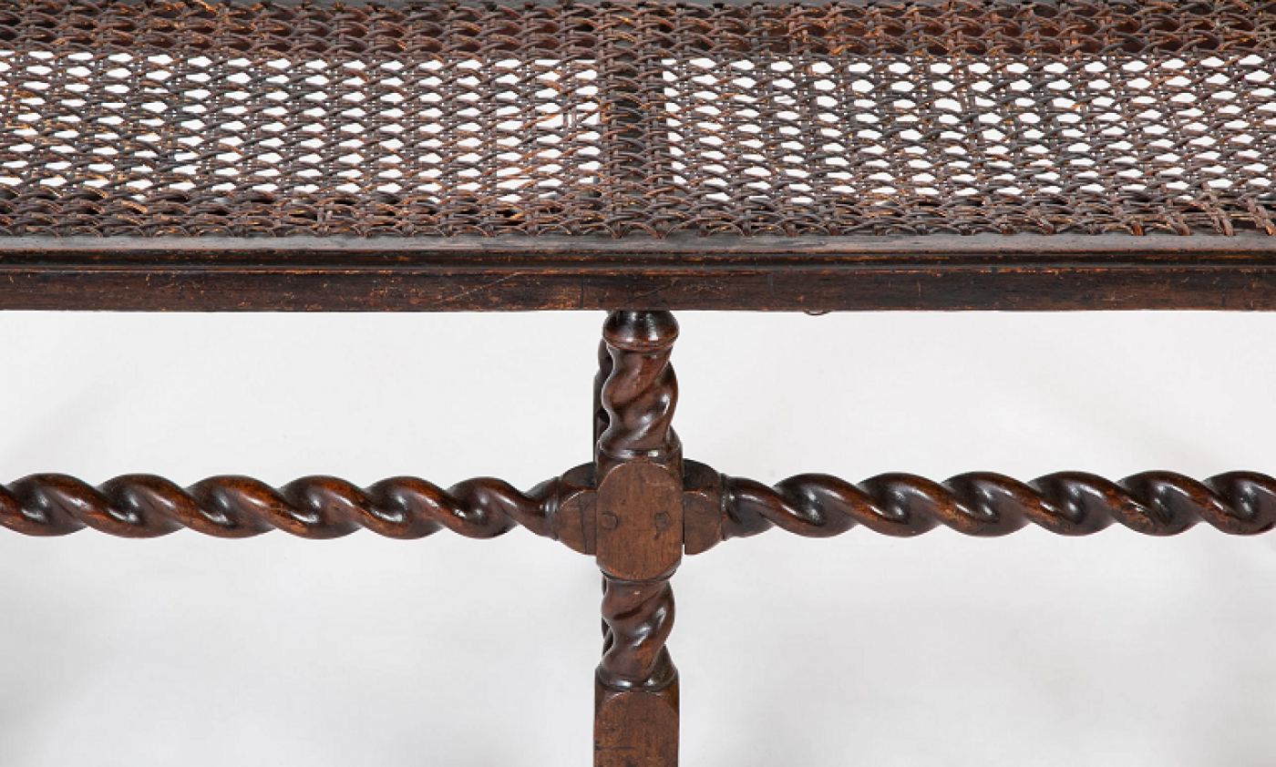 Rare 17th Century English 6 Leg Barley Twist Double Bench