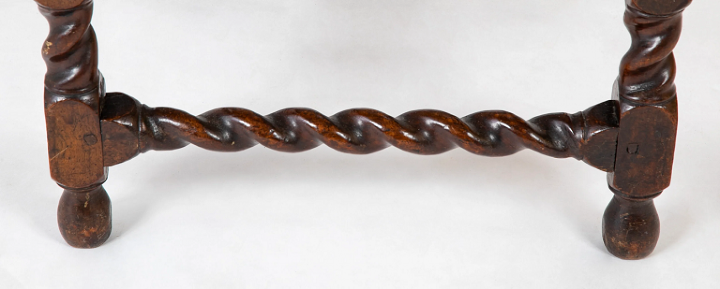 Rare 17th Century English 6 Leg Barley Twist Double Bench