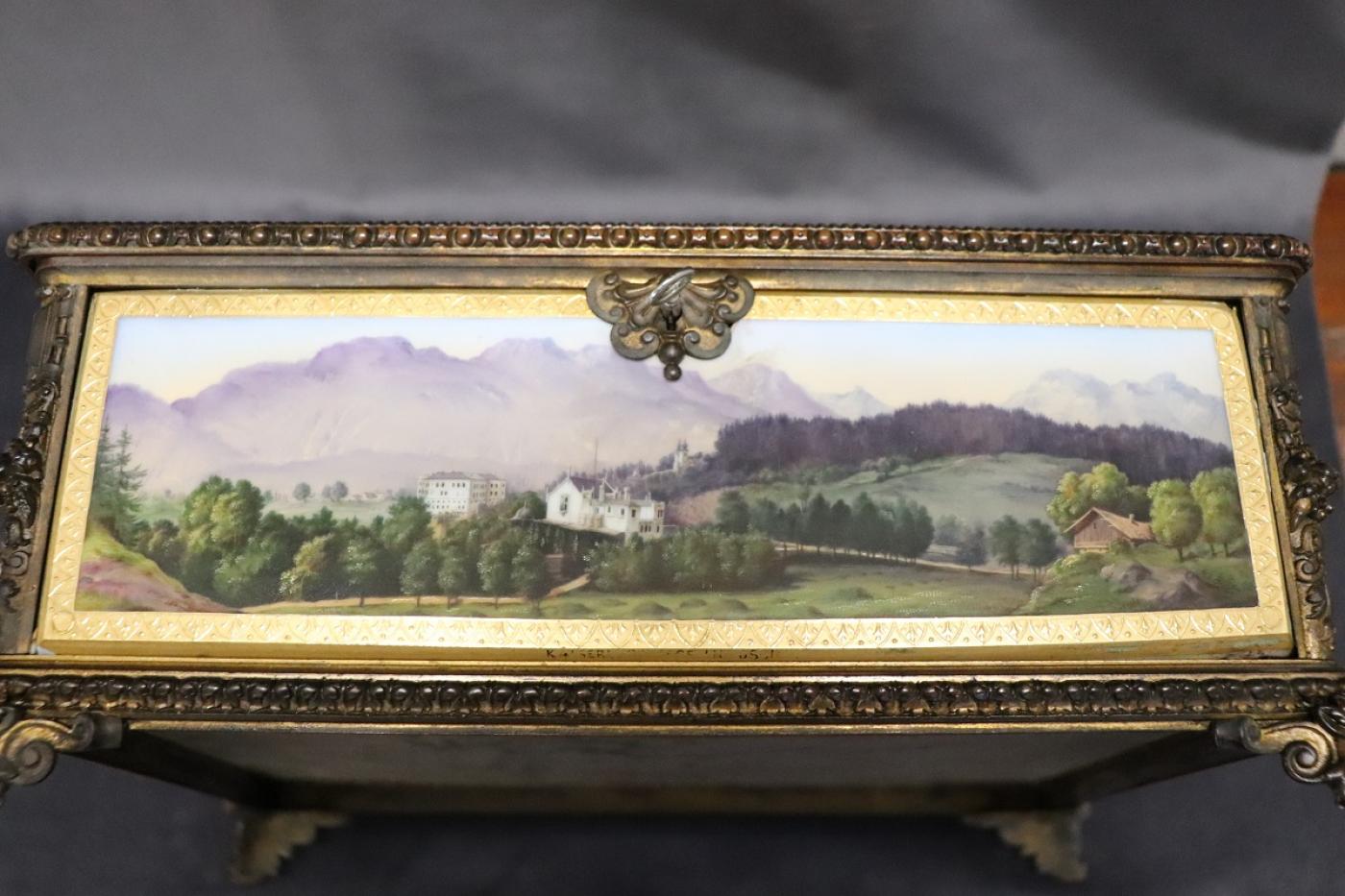 Rare 19th Century Antique Bronze Mounted KPM Hand Painted Porcelain Casket