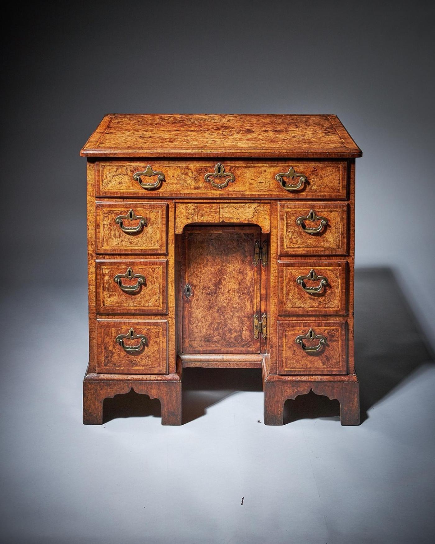 Rare Burr Walnut George II 18th Century Kneehole Desk, circa 1730-1740 ...