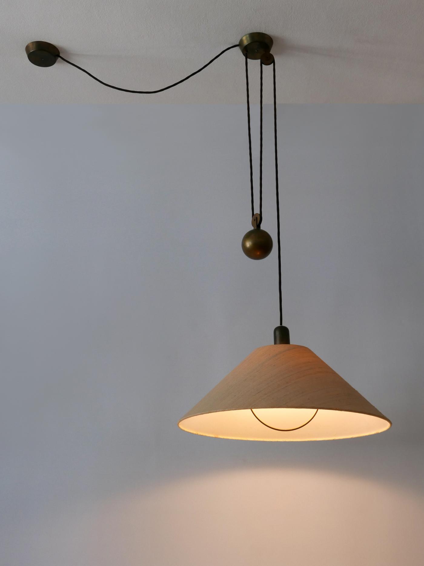 Rare Elegant Mid Century Modern Counterweight Brass Pendant Lamp ...