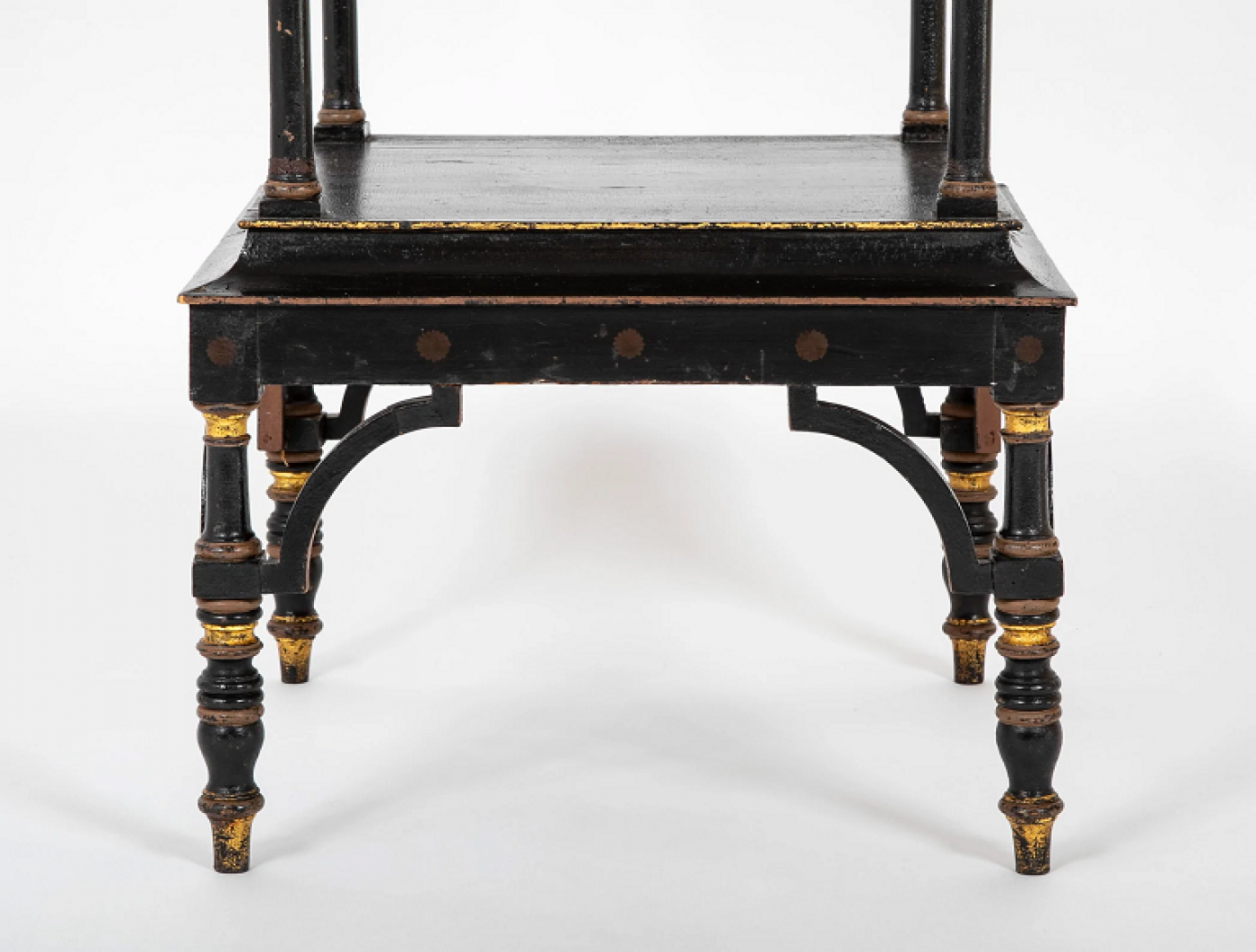 Rare Form Early 19th Century English Ebonized & Gilded Etagere