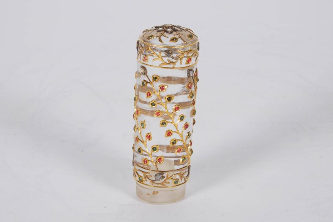 Rare Indian Mughal Rock Crystal and Gold Handle with Diamonds Rubies ...