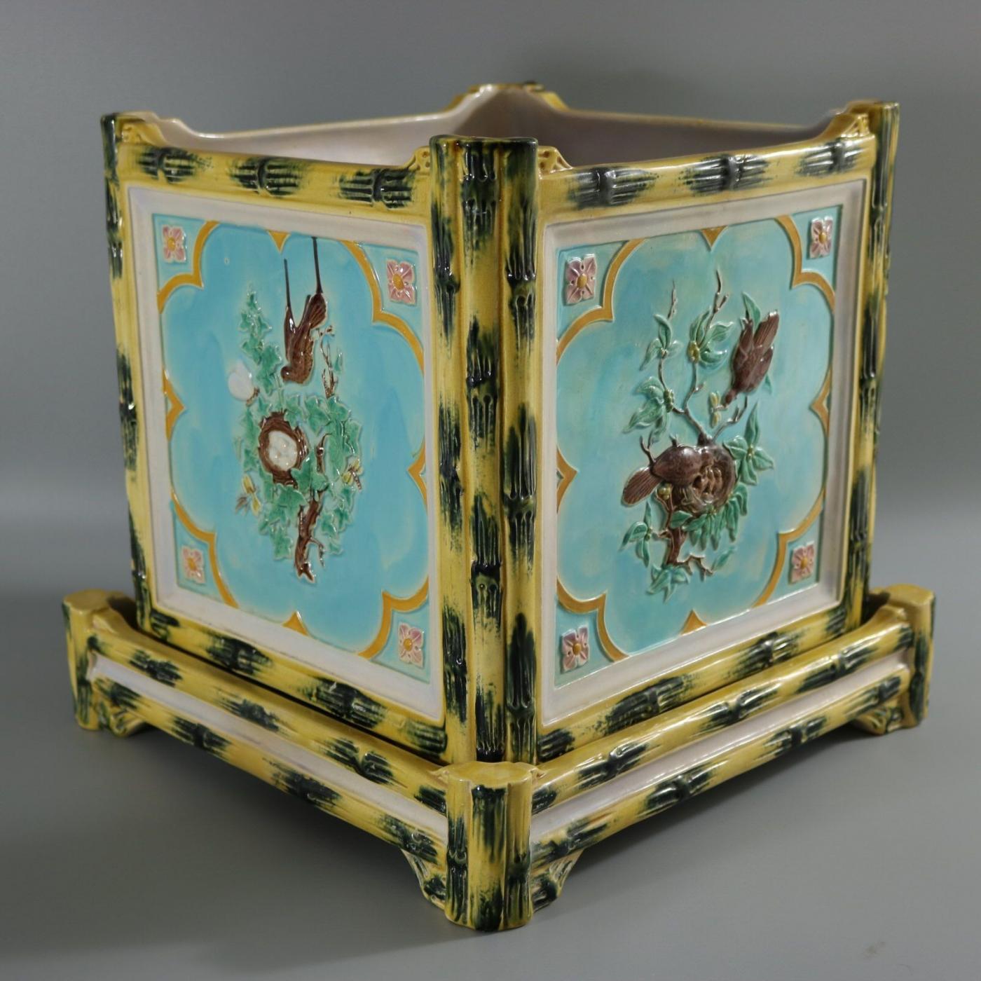 Rare Joseph Holdcroft Majolica Jardiniere & Stand