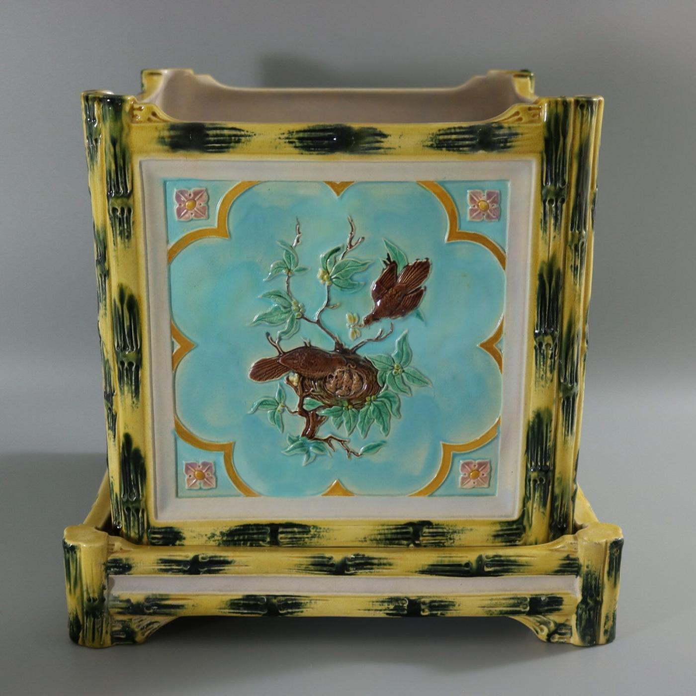 Rare Joseph Holdcroft Majolica Jardiniere & Stand
