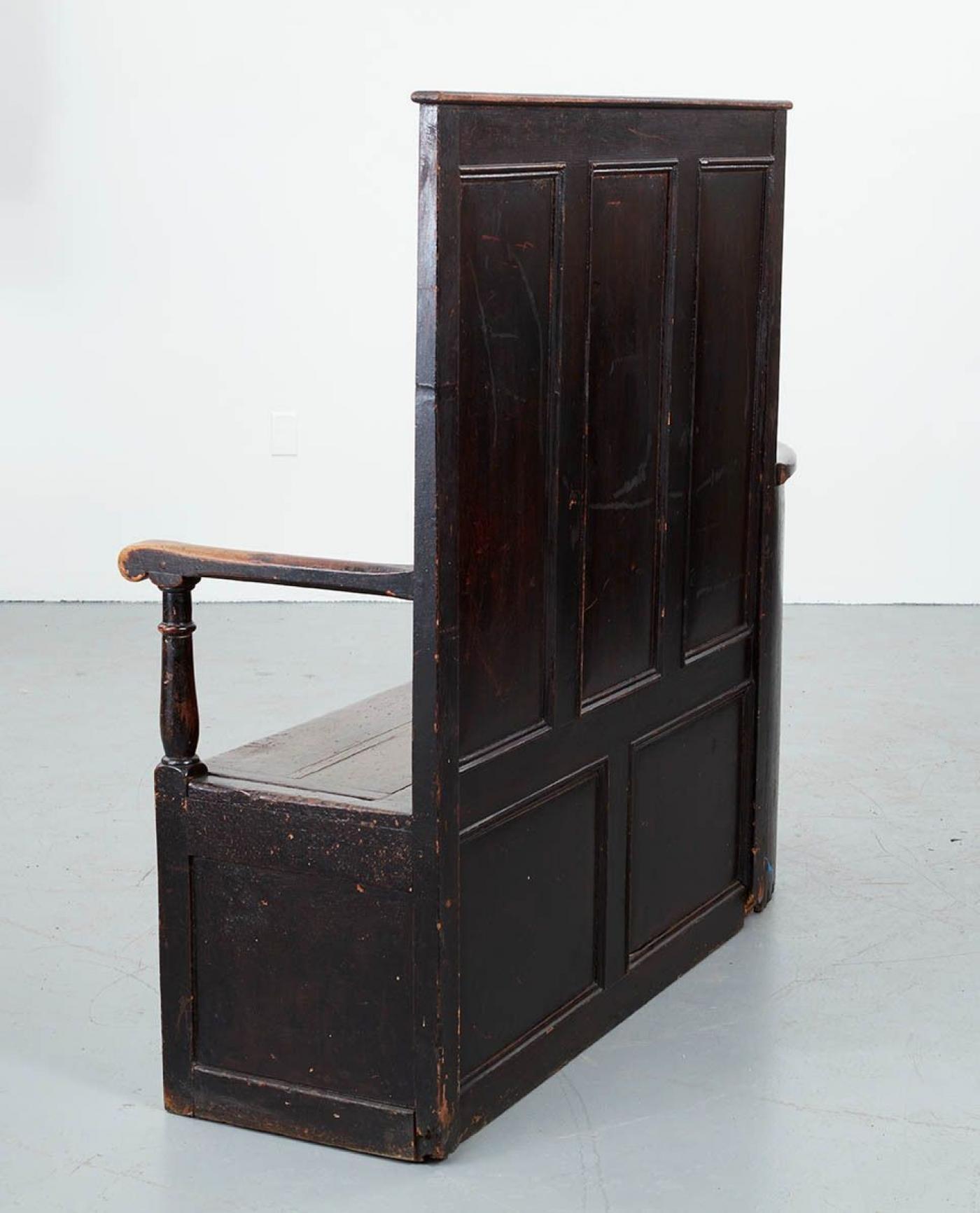 Rare Panel Back English West Country Tavern Bench