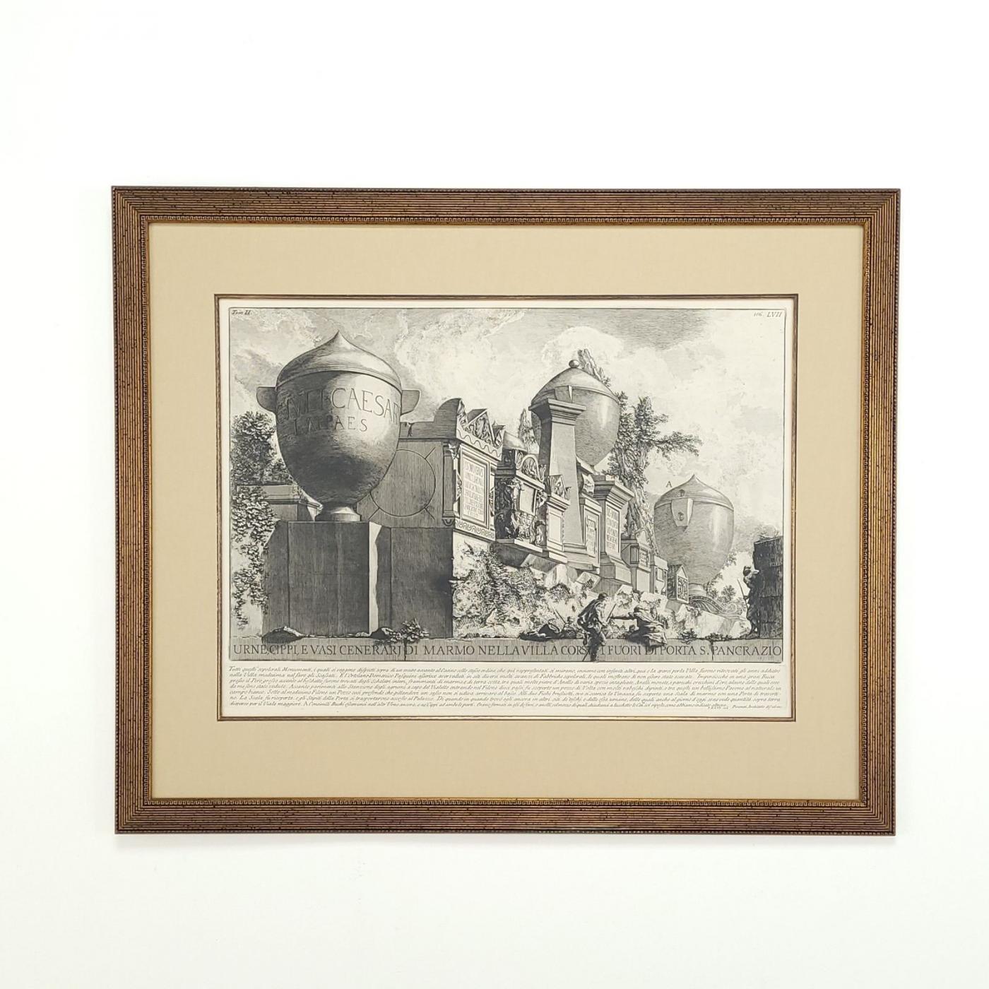 Rare Piranesi Engraving of Ancient Stone Carvings, Rome, circa 1770