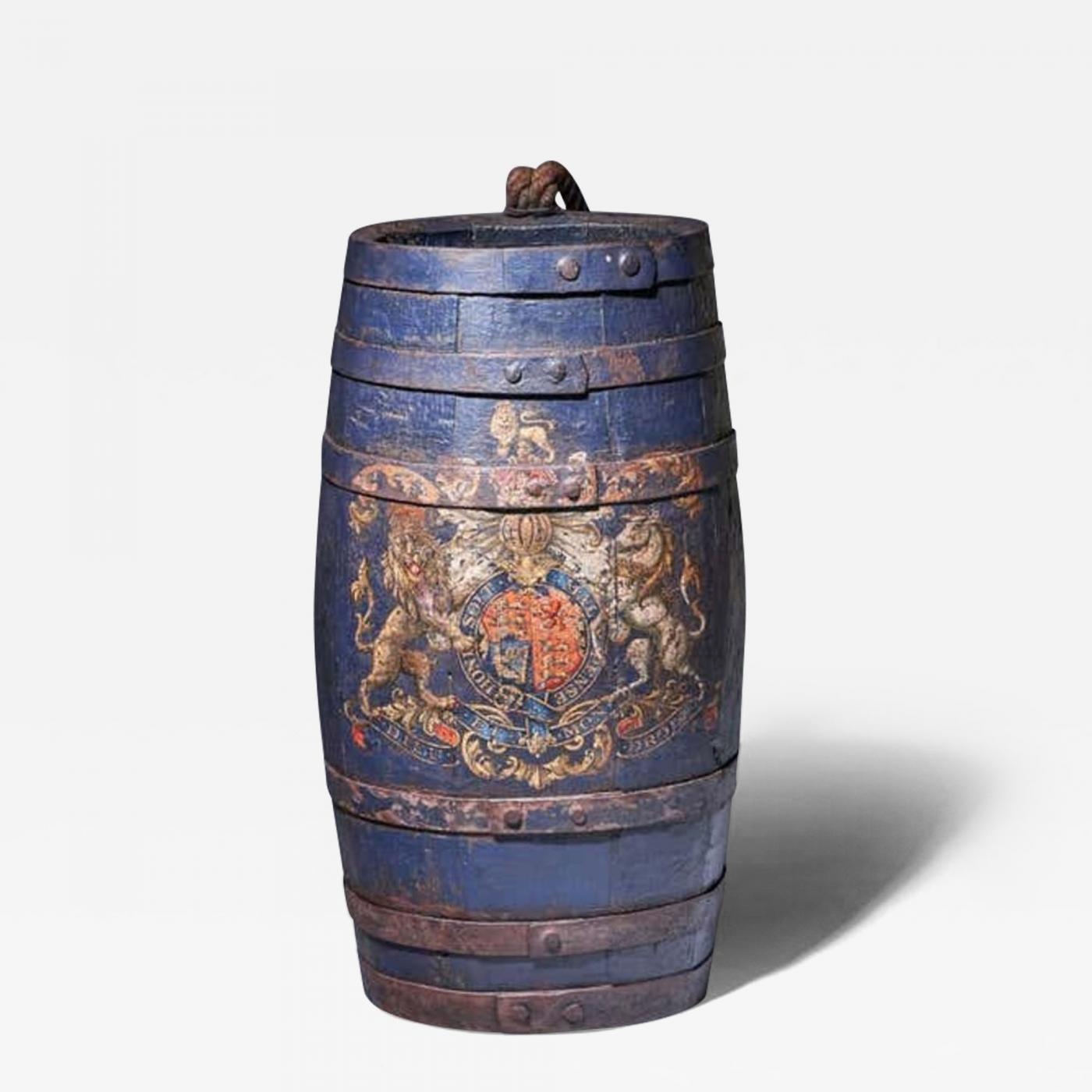 Rare Royal 18th Century Powder Barrel Stick Stand Decorated with a Coat ...