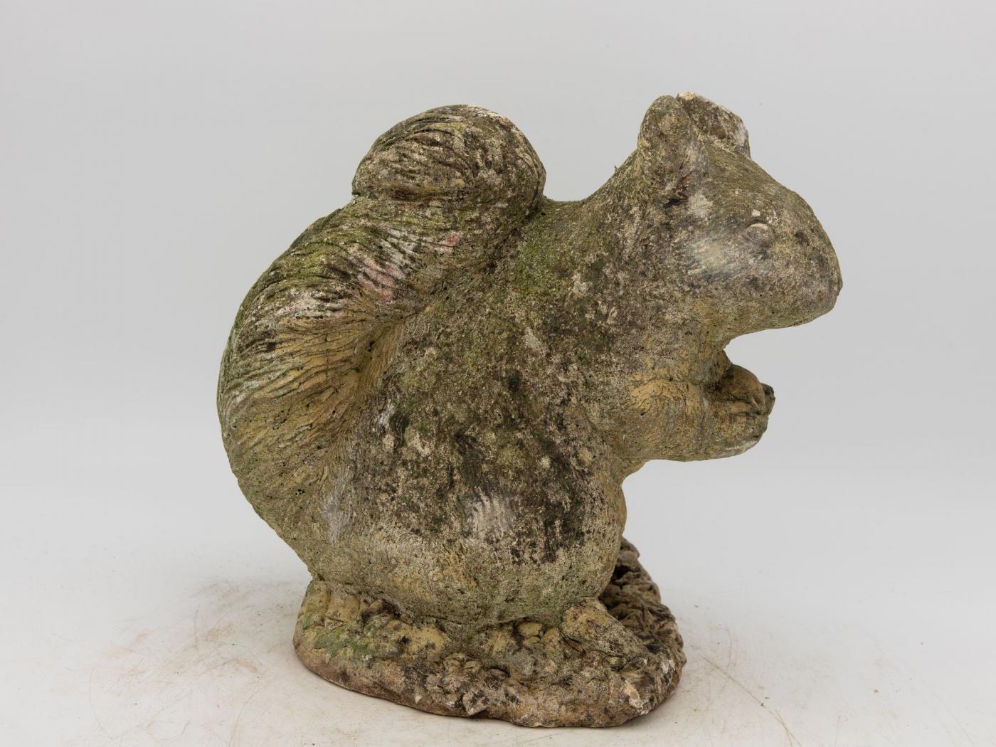Reconstituted Stone Squirrel Garden Ornament, 20th Century