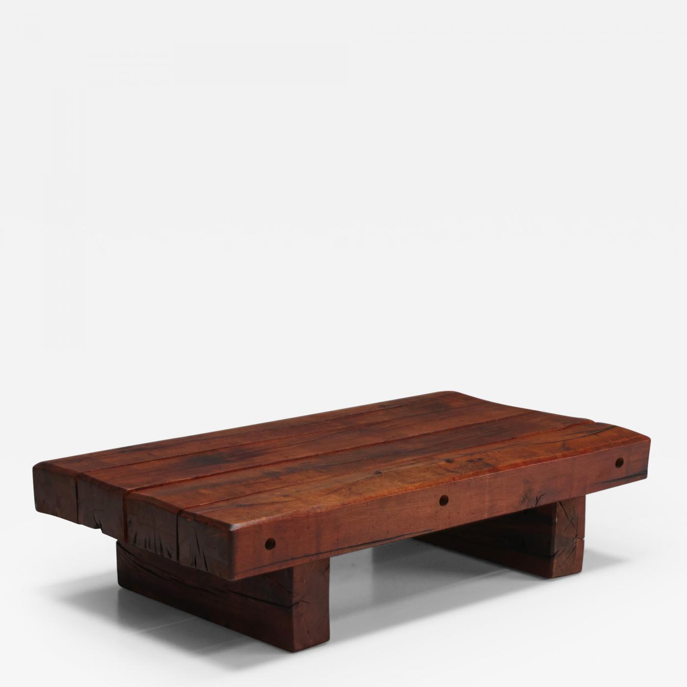 Rectangular Rustic Wood Coffee Table - 1940's