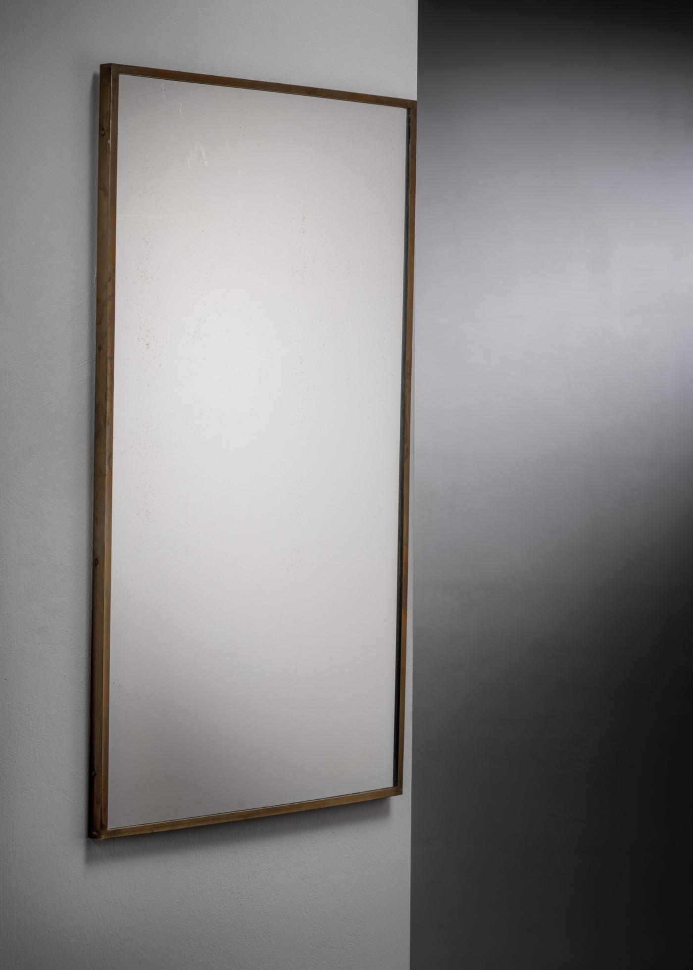 Rectangular brass wall mirror