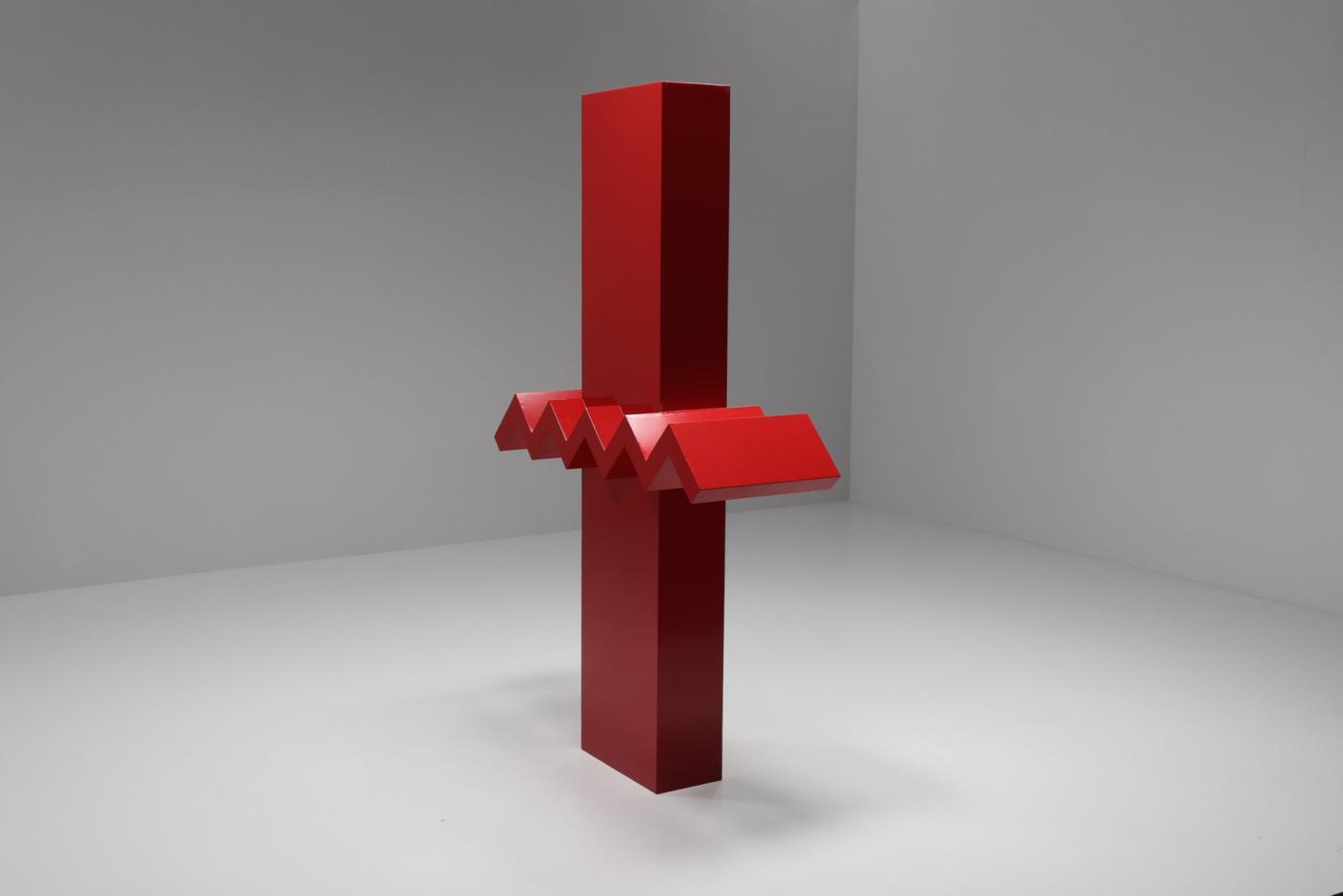 Red Abstract Post-Modern Sculpture - 1989