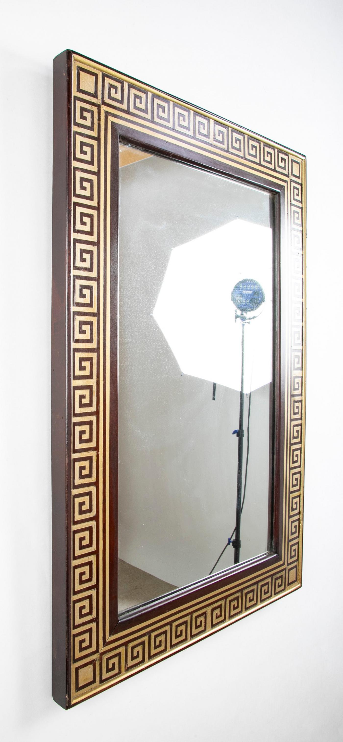 Regency Gilded Greek Key Double Border Mirror