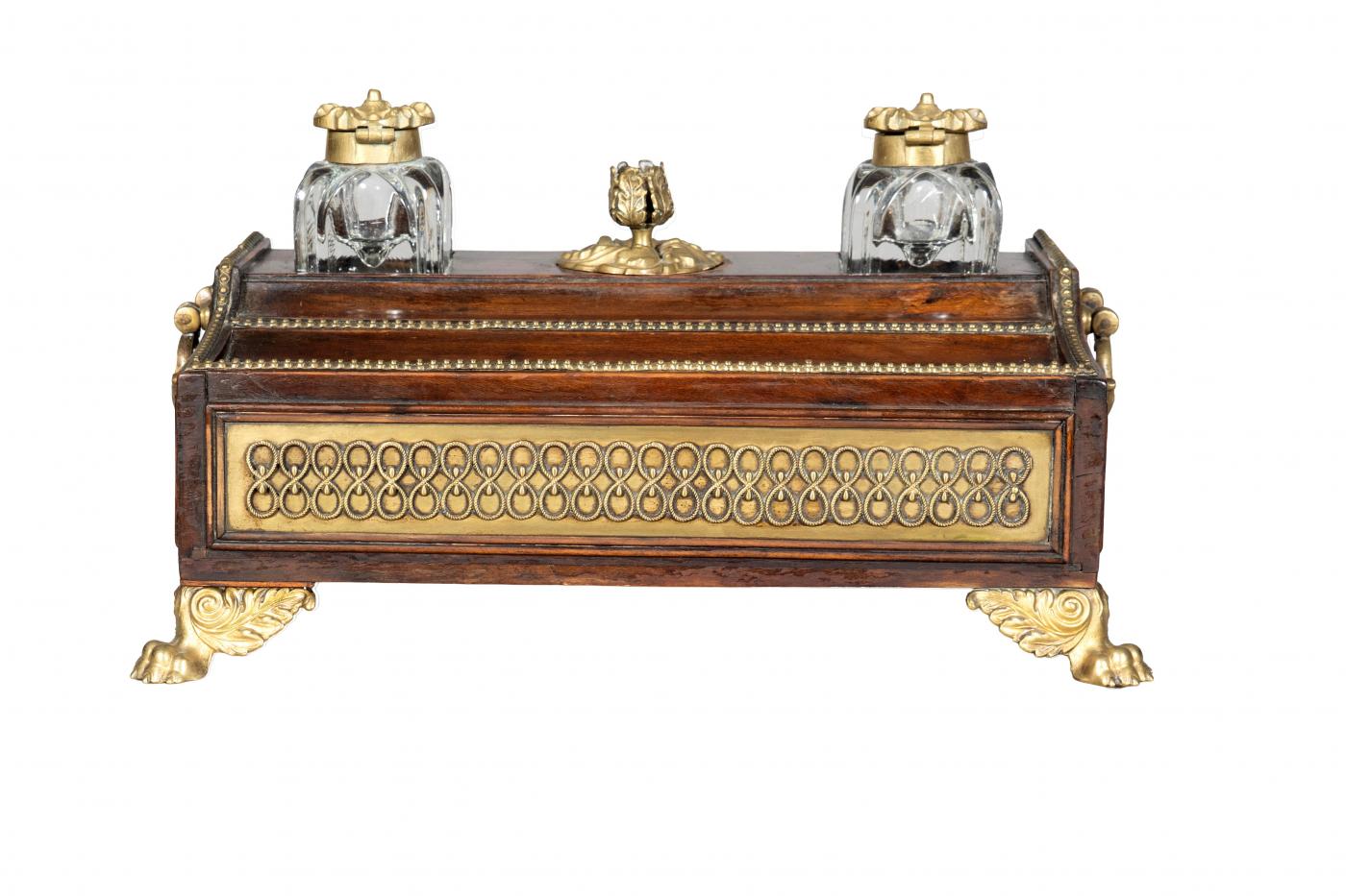 Regency Mahogany And Brass Inkstand