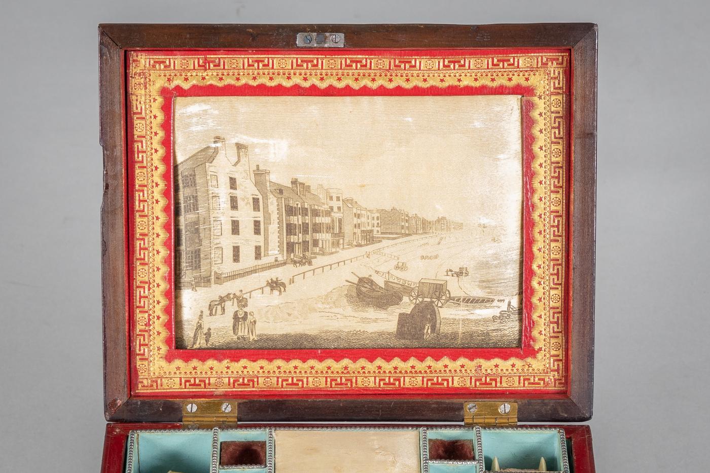 Regency Red Morocco Leather Sewing Box