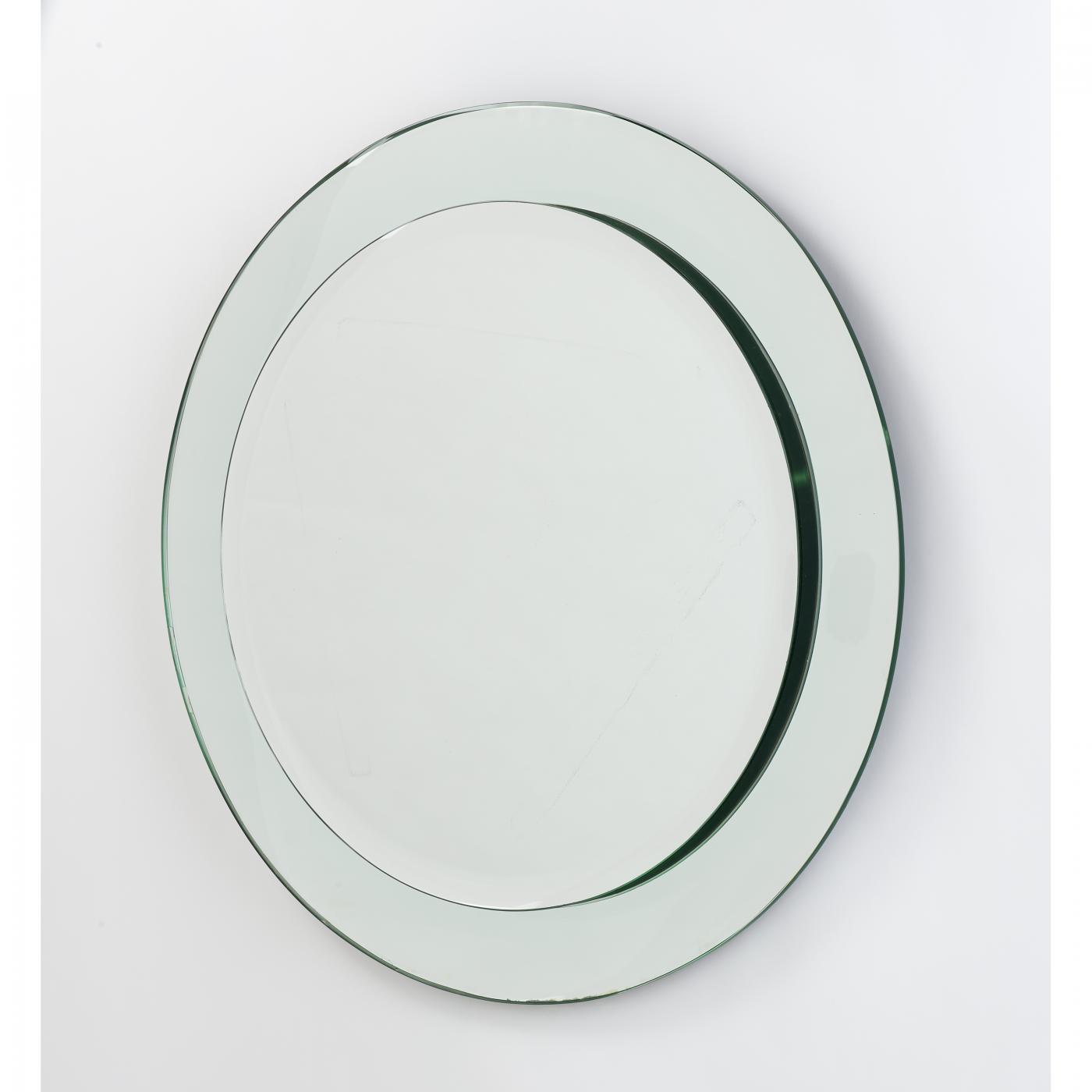 Remarkable Pair of Round Glass Mirrors, Italy 1940's