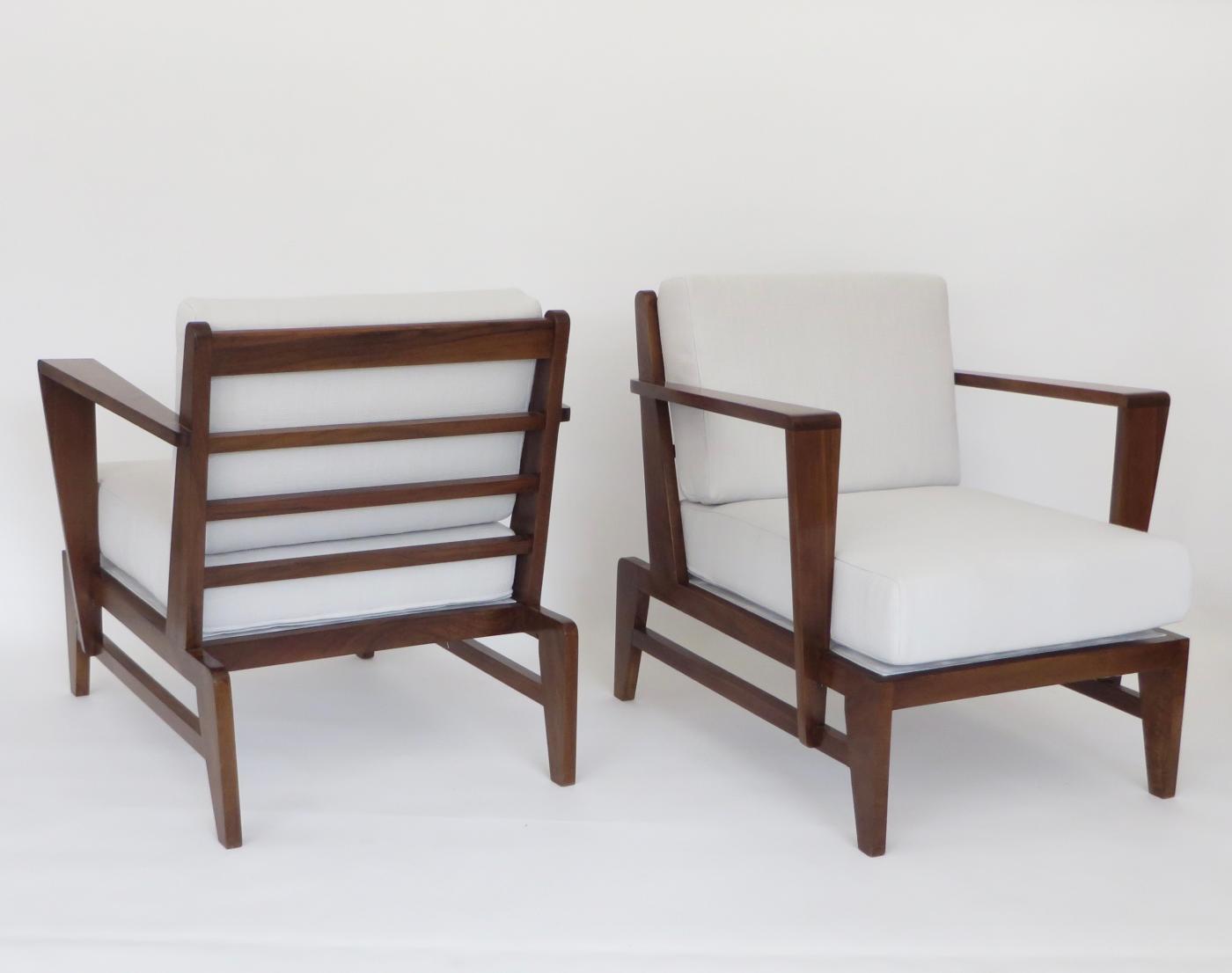 René Gabriel - Rene Gabriel French Pair of Cherry Wood Lounge Chairs ...