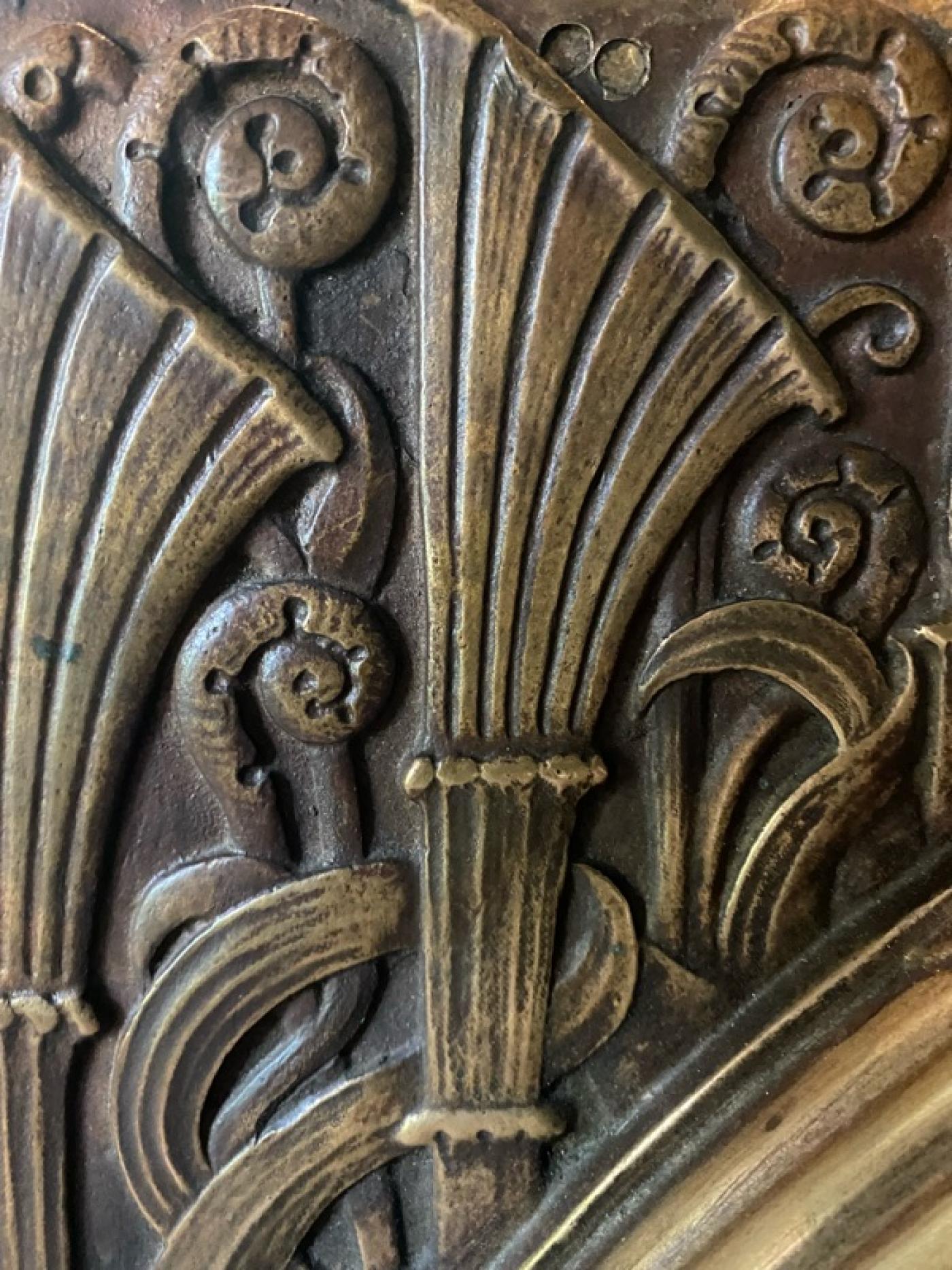 Rene Paul Chambellan - ART DECO STYLIZED FLORA ILLUMINATED BRONZE WALL ...