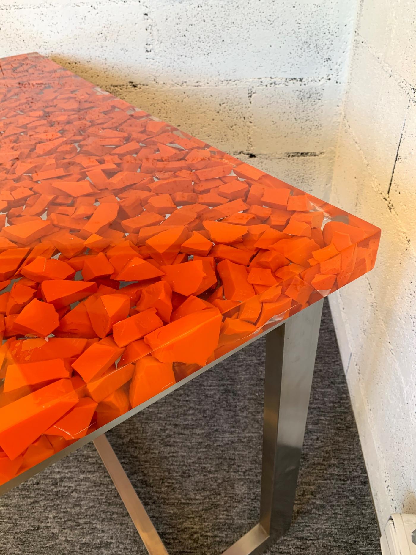 Resin Fractal Inclusion Console Table Desk by Thomas Brant. France 2014