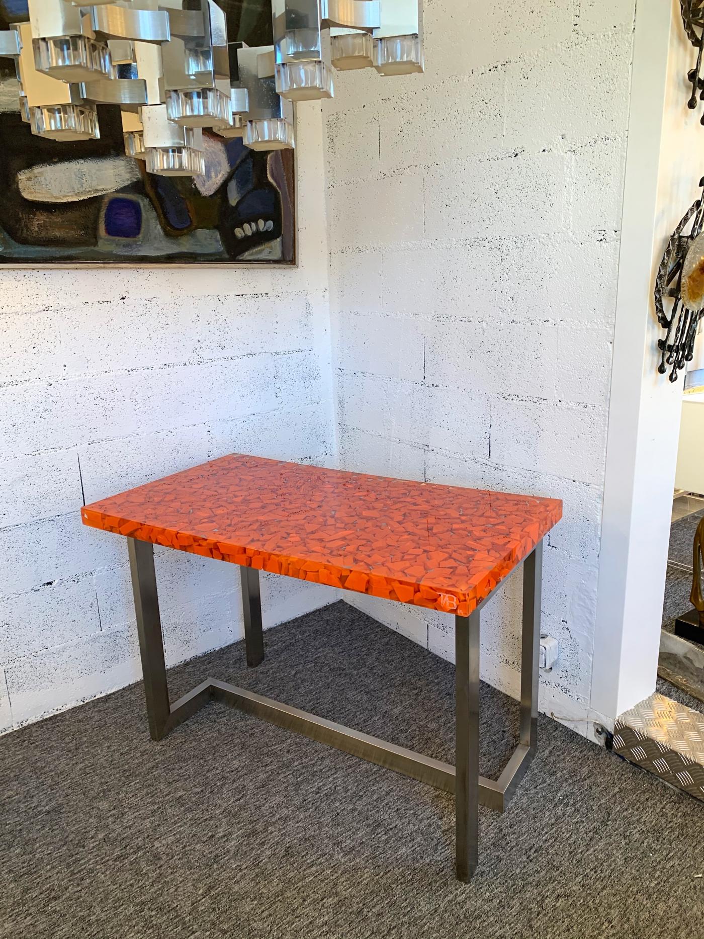 Resin Fractal Inclusion Console Table Desk by Thomas Brant. France 2014