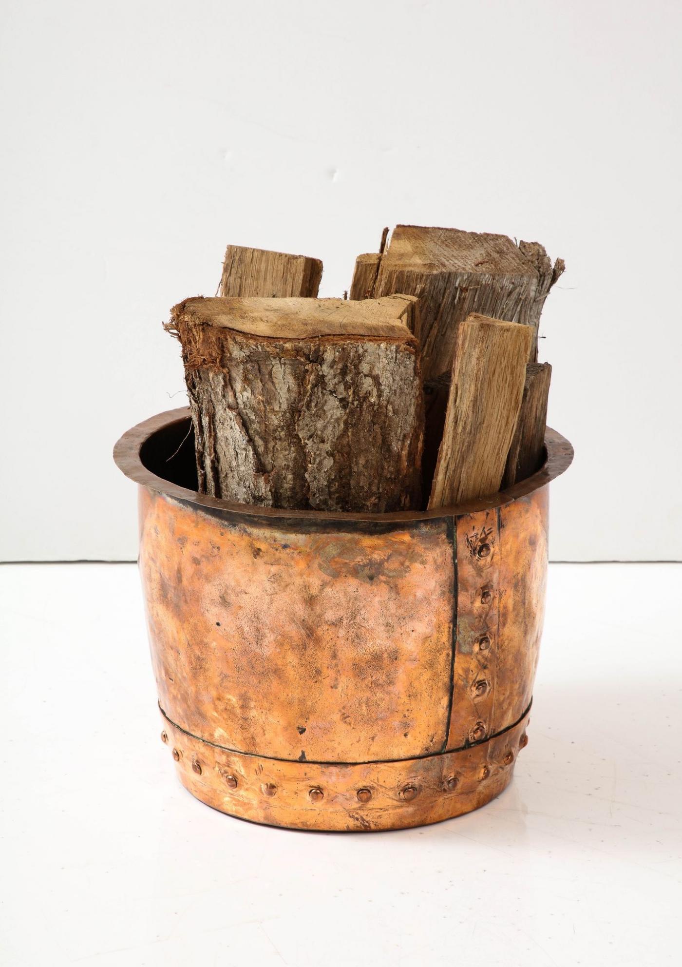 Riveted Copper Log Bin