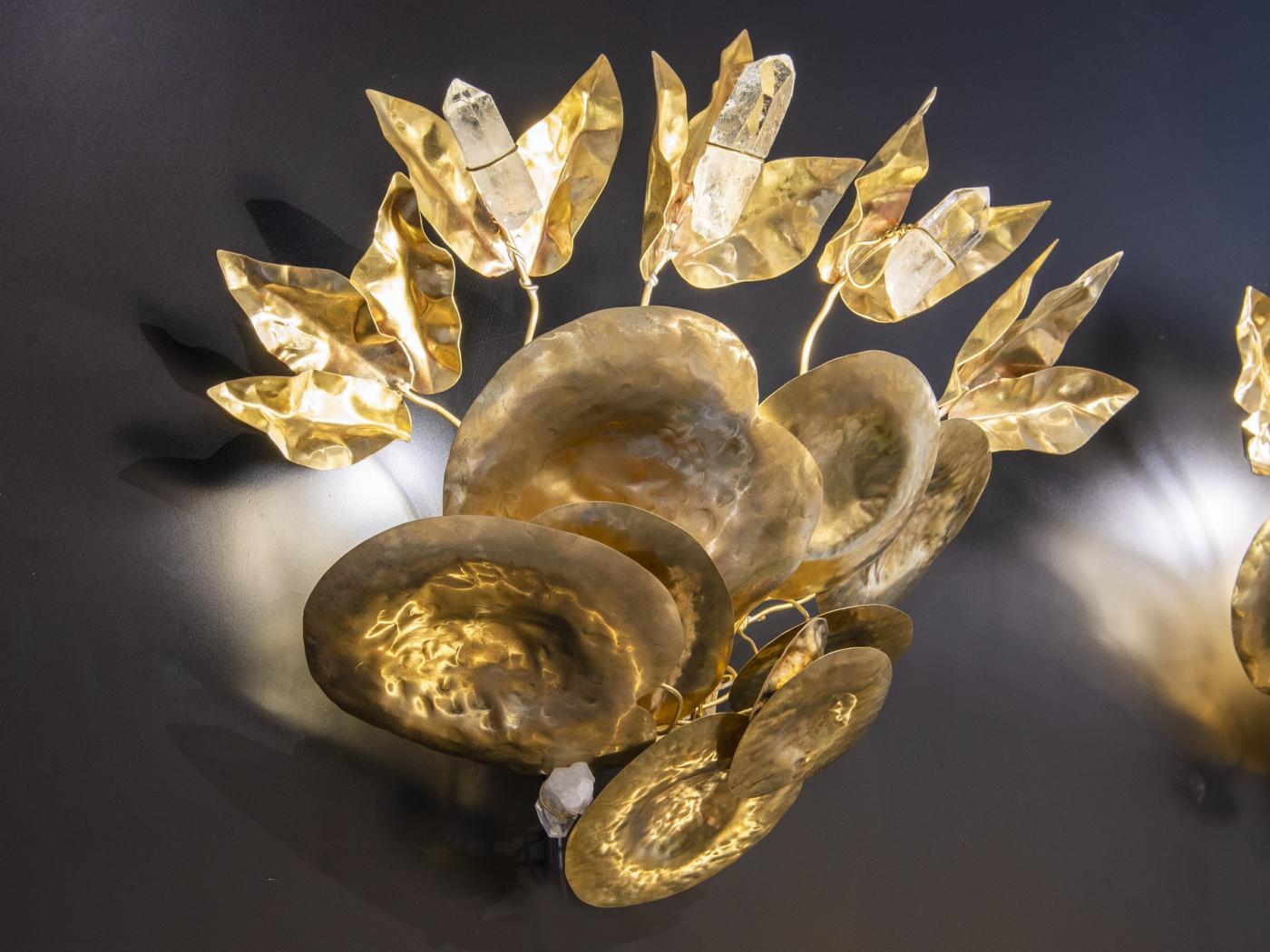 Robert Goossens - Rare pair of waterlily wall lights