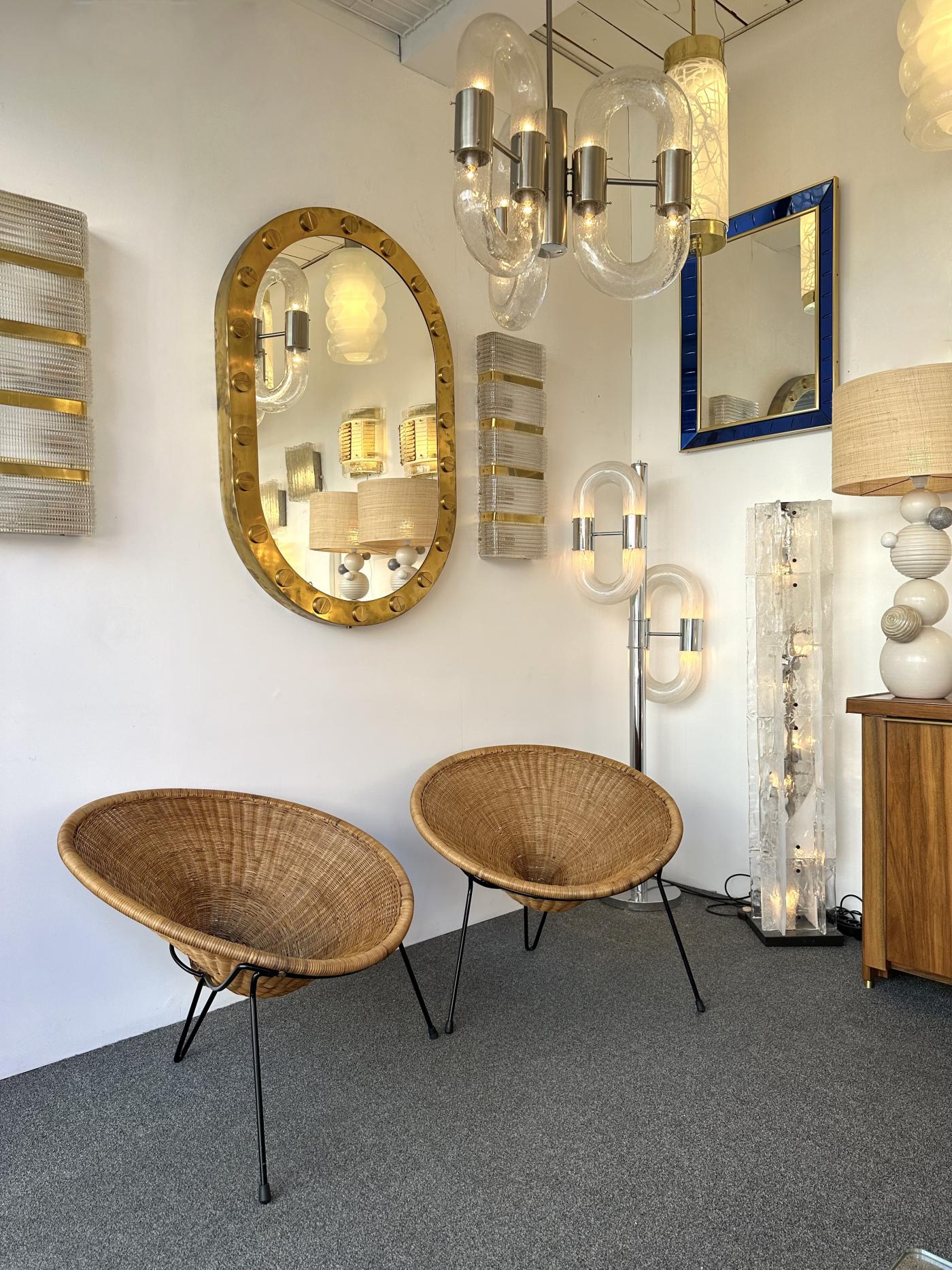 Roberto Mango - Mid-Century Modern Pair of Rattan Armchairs by Roberto ...