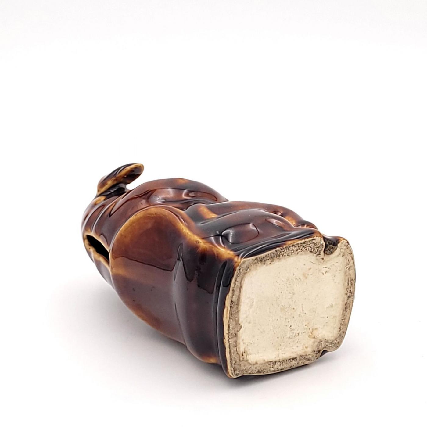 Rockingham Brown Treacle Glazed Ceramic Bank, England circa 1950