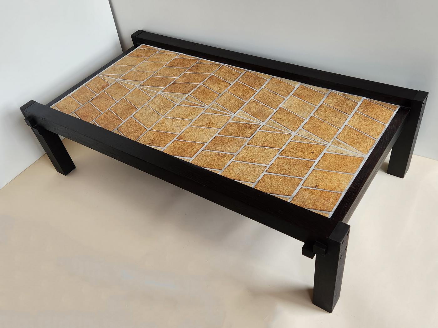 Roger Capron - Ceramic Coffee Table, Terra Cotta Tiles with a Sunken ...