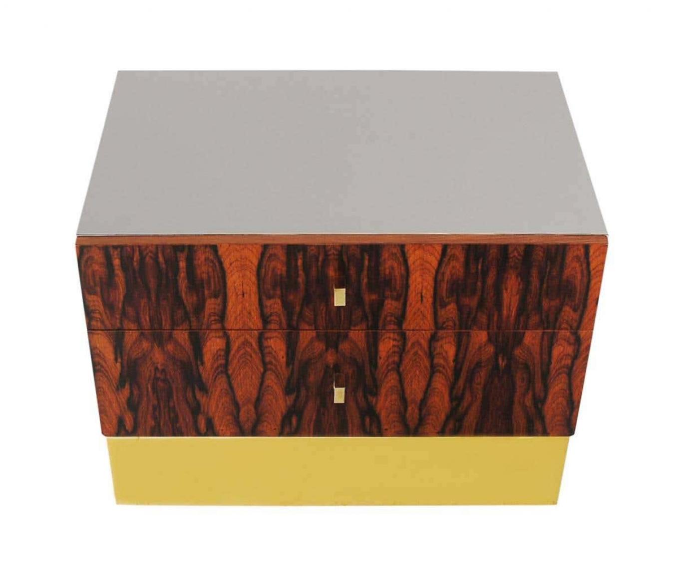 Roger Rougier - Pair of Mid-Century Modern Rosewood Brass Nightstands ...