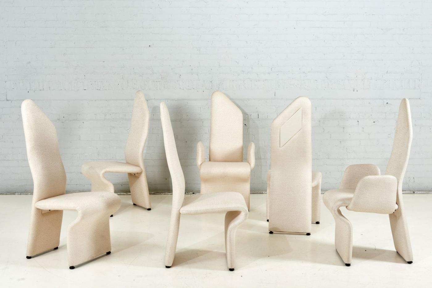 Roger Rougier - Roger Rougier Set of 6 Post Modern Dining Chairs, 1980