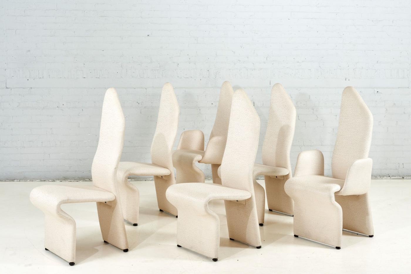 Roger Rougier Set of 6 Post Modern Dining Chairs, 1980