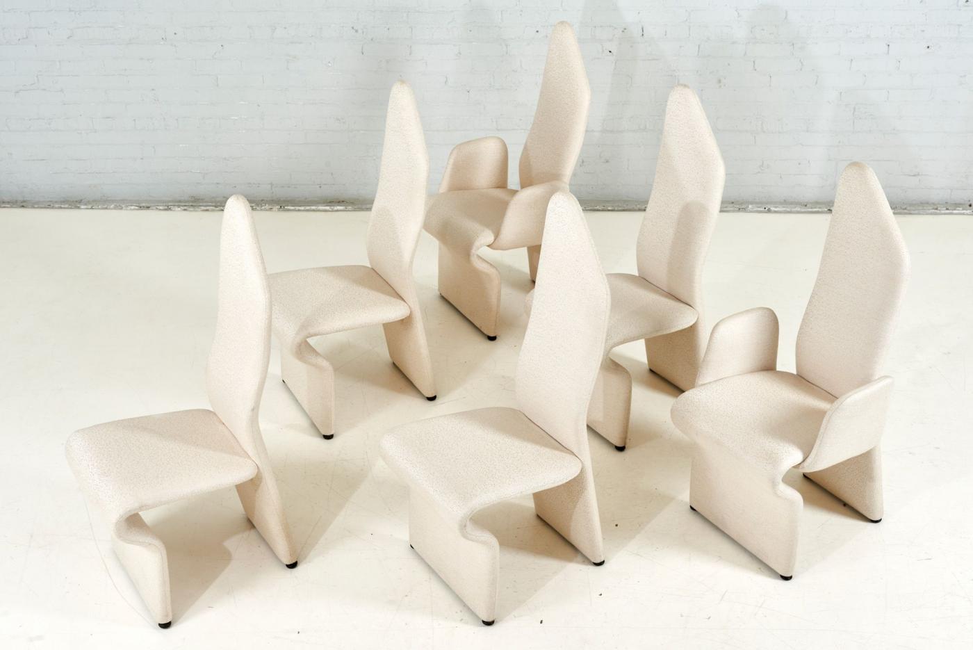 Roger Rougier - Roger Rougier Set of 6 Post Modern Dining Chairs, 1980