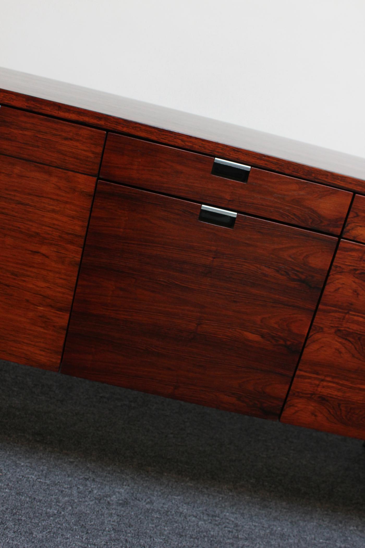 Roger Sprunger - Roger Sprunger for Dunbar Rosewood and Chrome Credenza