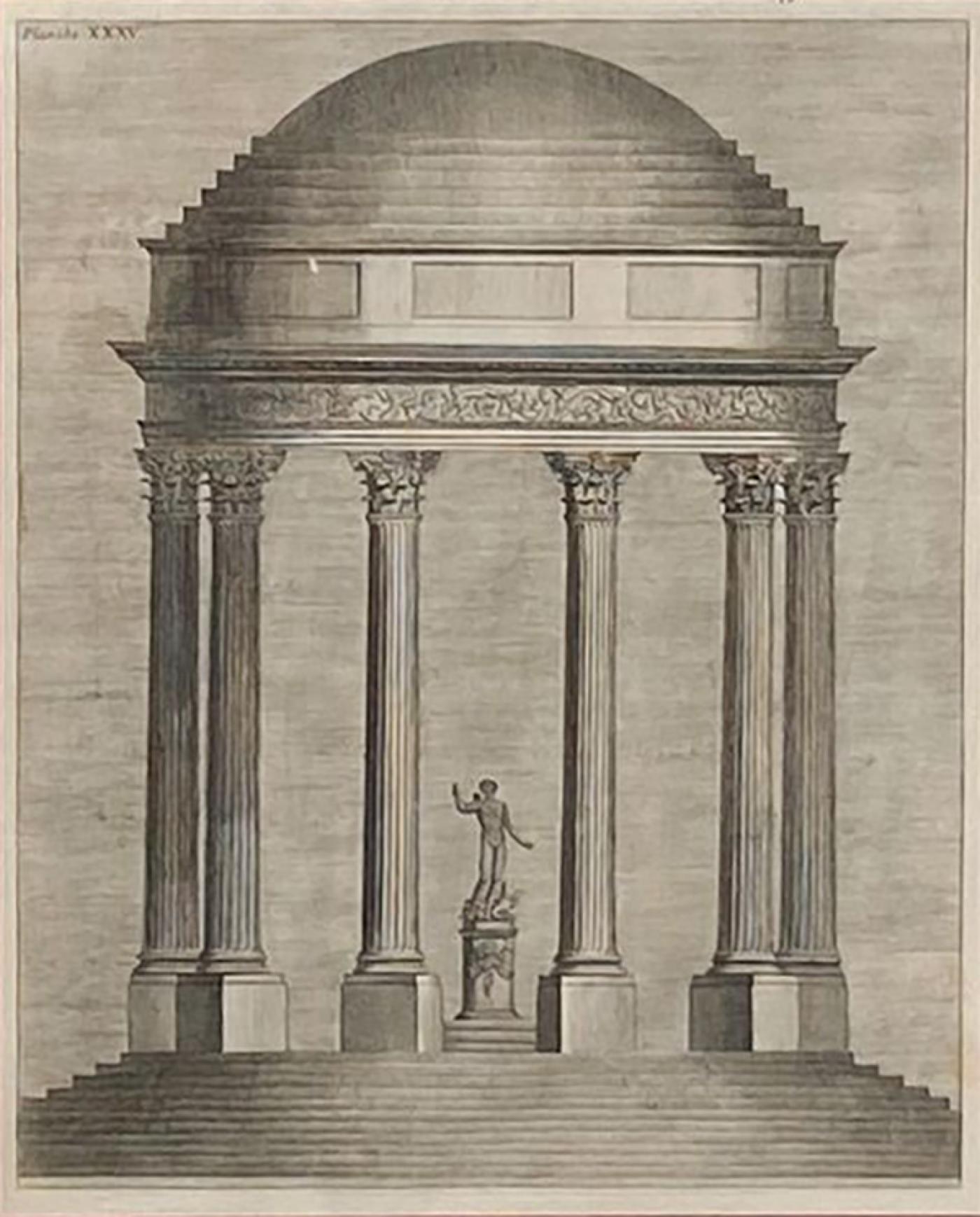 Roman Temple, Engraving, France 18th Century