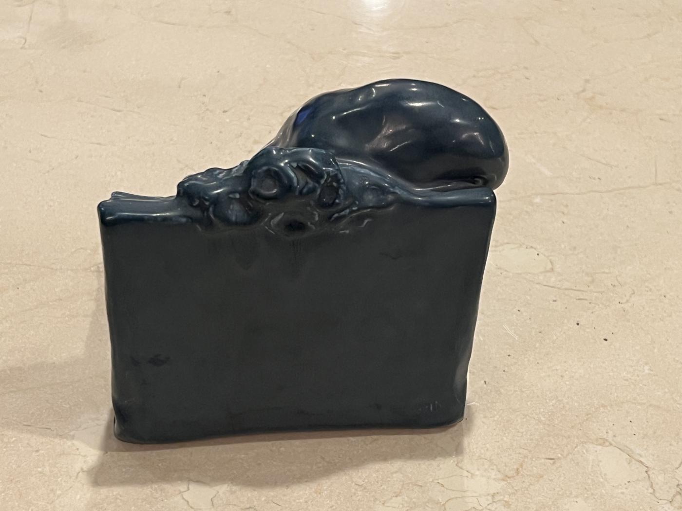 Rookwood Pottery - BLACKENED BLUE ROOKWOOD CERAMIC RAVEN BOOKENDS