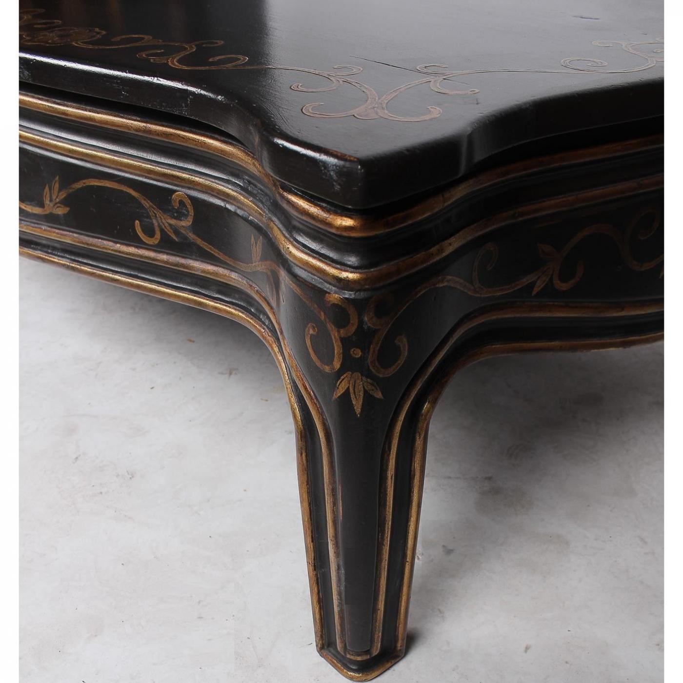 Gregorius Pineo Black & Gold Chinoiserie Decorated Coffee Table
